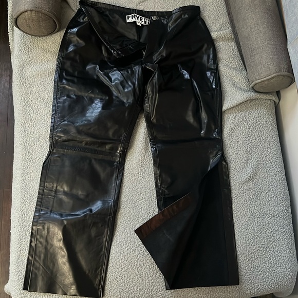 Frye | Pants & Jumpsuits | Frye Vintage Black Leather Split Leg Pants ...